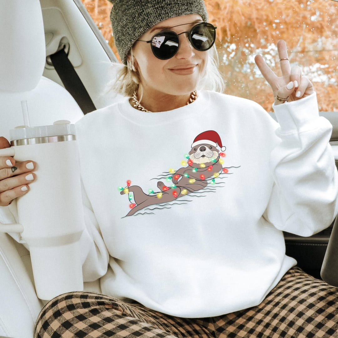 Cute Otter Christmas Sweater, Christmas Sweater Otter, Kawaii Otter ...