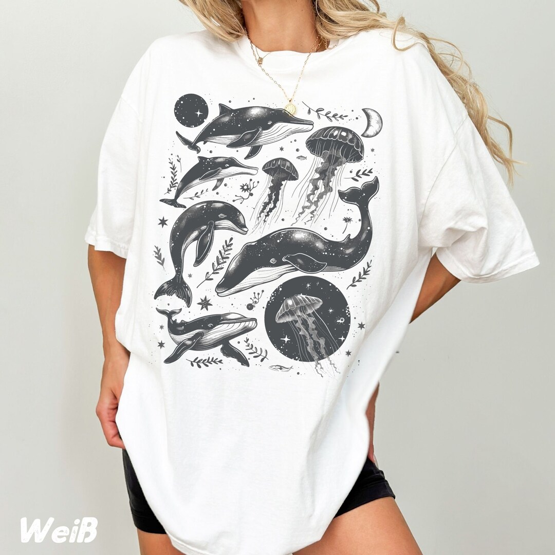 Celestial Sea Creatures T-shirt Unisex,whale Fan Lover Shirt,mystical ...