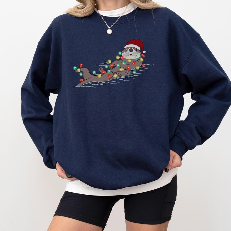 Cute Otter Christmas Sweater, Christmas Sweater Otter, Kawaii Otter ...