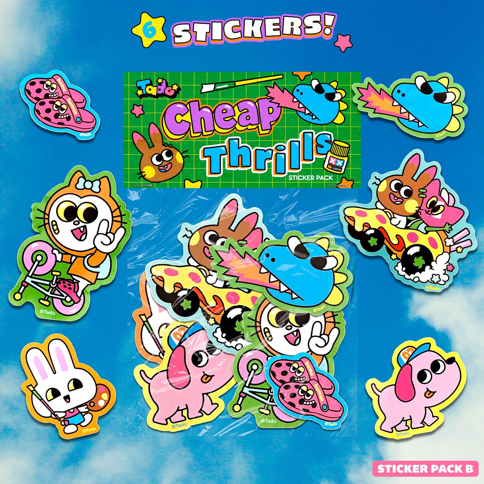 Cheap Thrills Sticker Pack B: 6 Cute Illustration Vinyl Stickers by ...