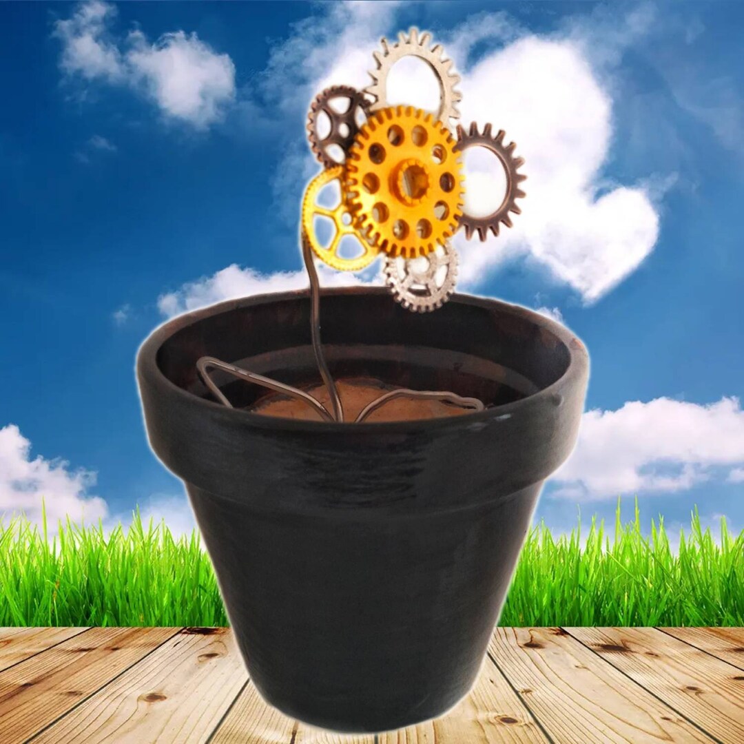 Steampunk Daisy in Decorative Flowerpot With Gemstones, Wire and Cogs - Etsy UK