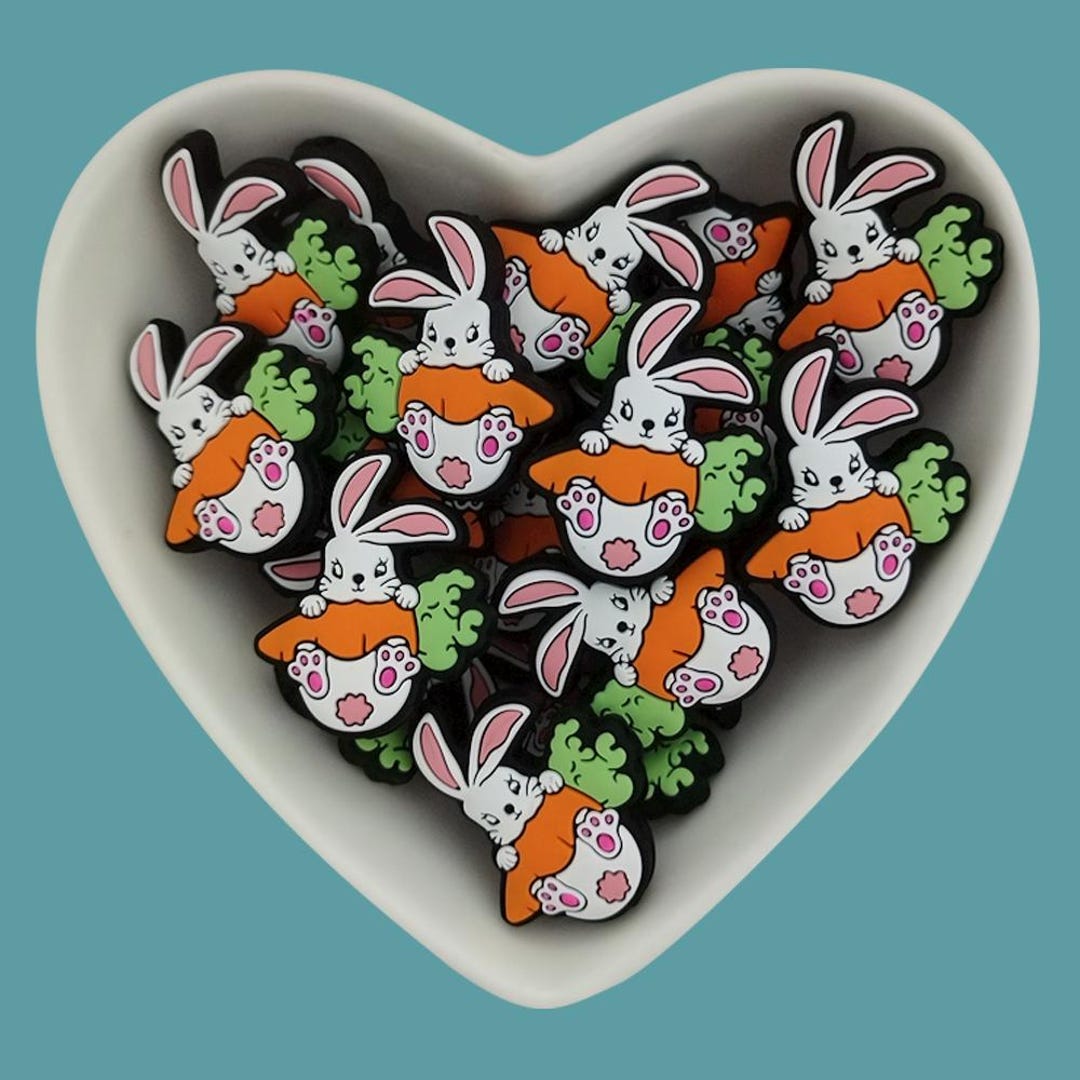 Rabbit With Carrot Silicone Focal Beads, Easter DIY Craft Supplies - Etsy