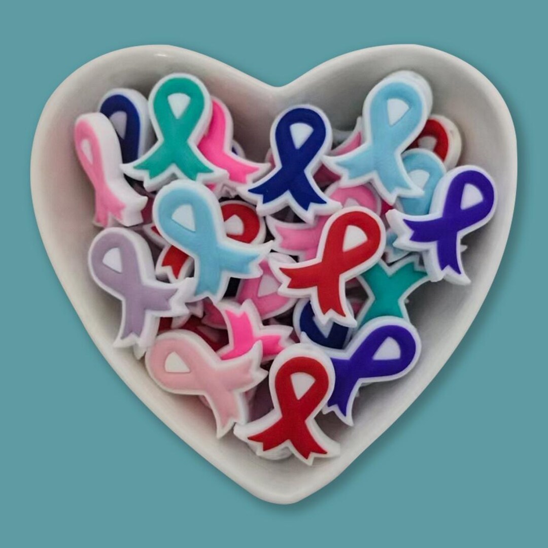 Awareness Ribbon Silicone Focal Bead, Bulk Breast Cancer Beads, DIY ...