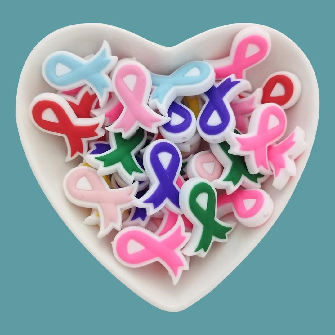 Awareness Ribbon Silicone Focal Bead, Breast Cancer Awareness Silicone ...