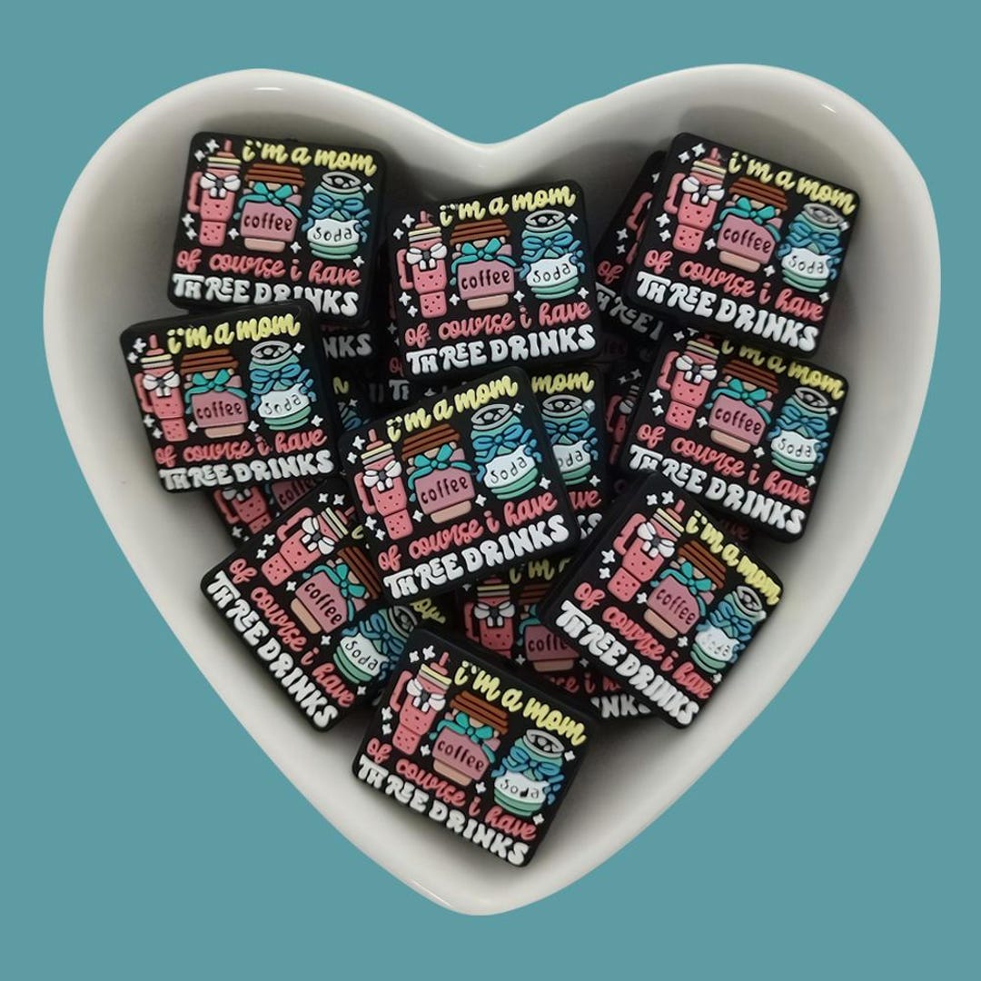 Mama Silicone Focal Beads: I'm a Mom Three Drinks Bead (27mm) - Etsy