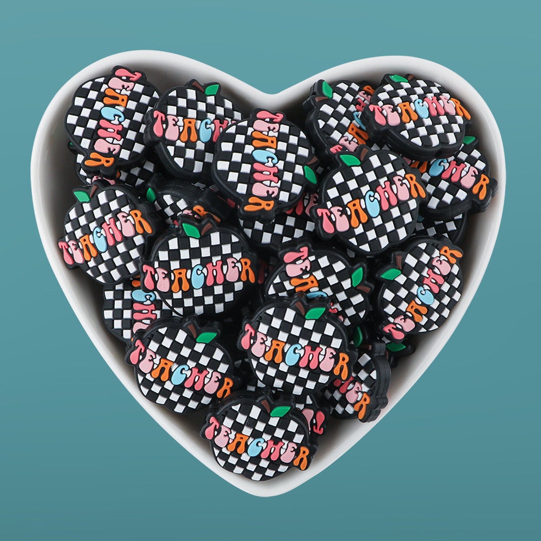 Checkerboard Apple Silicone Focal Bead ,bulk Teacher Beads,diy Craft ...