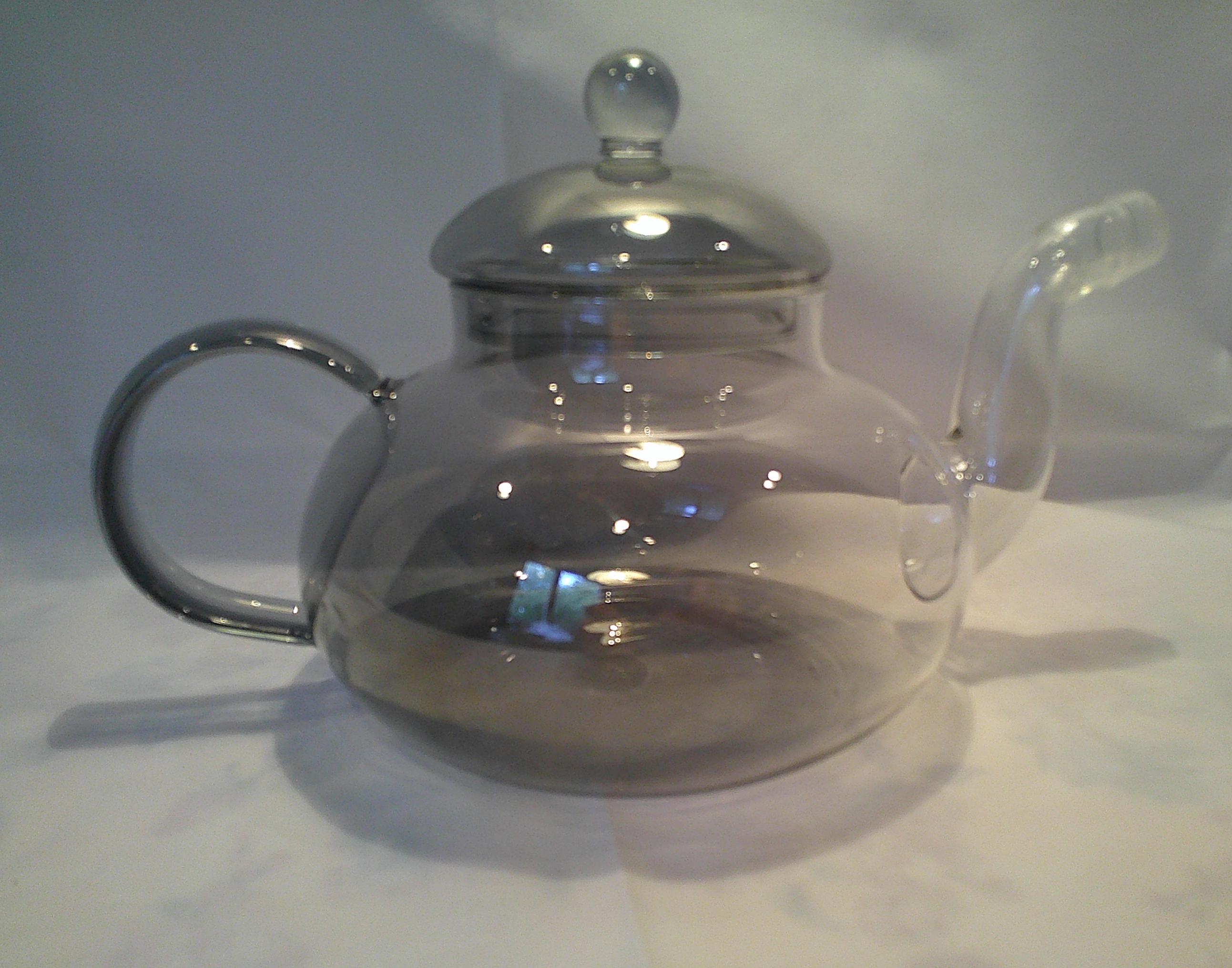 Unique Tinted Iridescent Black Glass Teapot With Lid Fades From Dark to ...