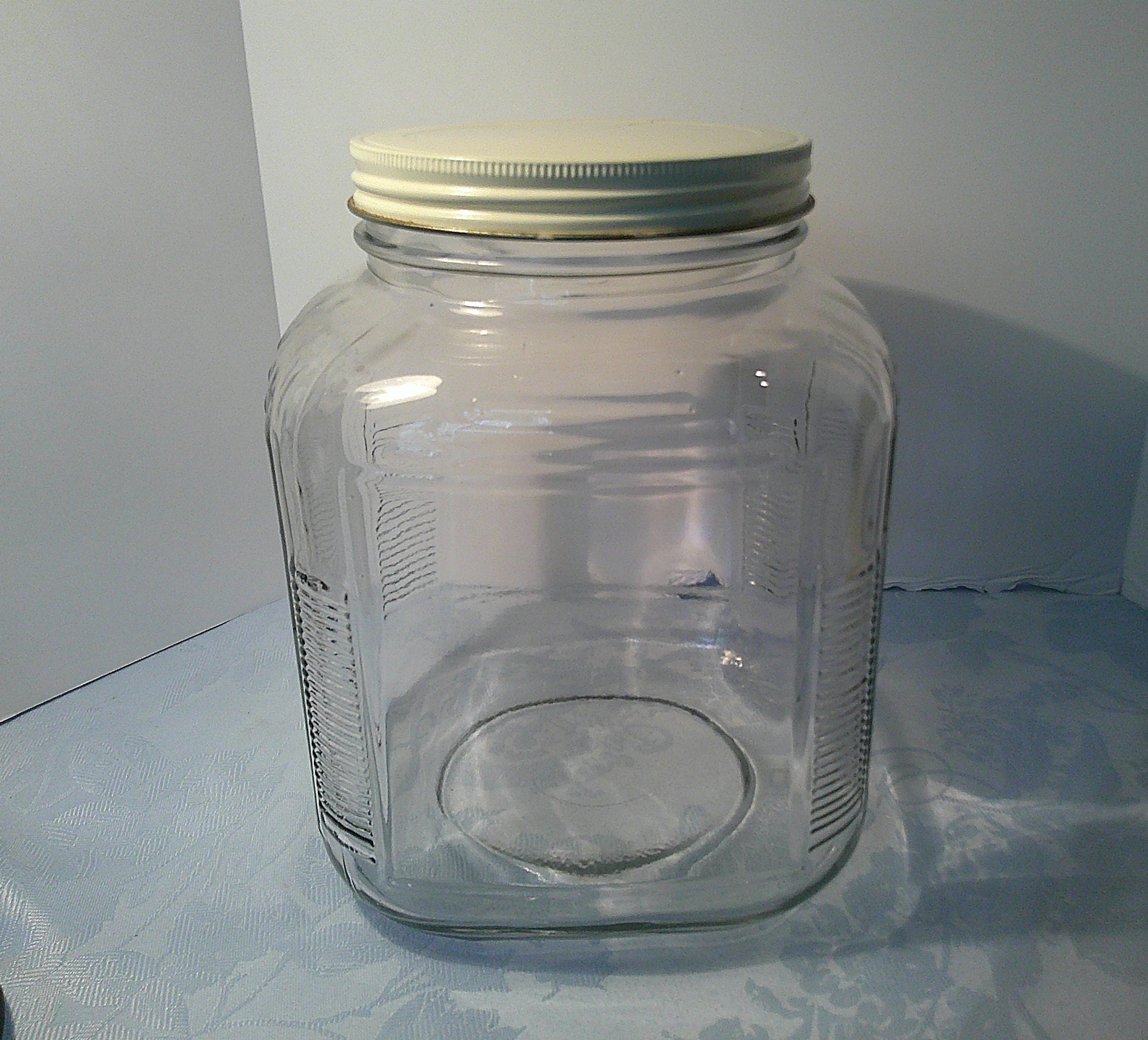 Antique Storage Jar Large With Screw on Metal Lid - Etsy