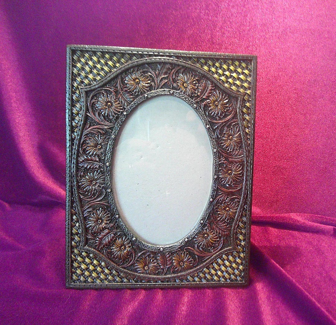 Vintage Ceramic Picture Frame Oval Opening Landscape or Portrait Faux ...