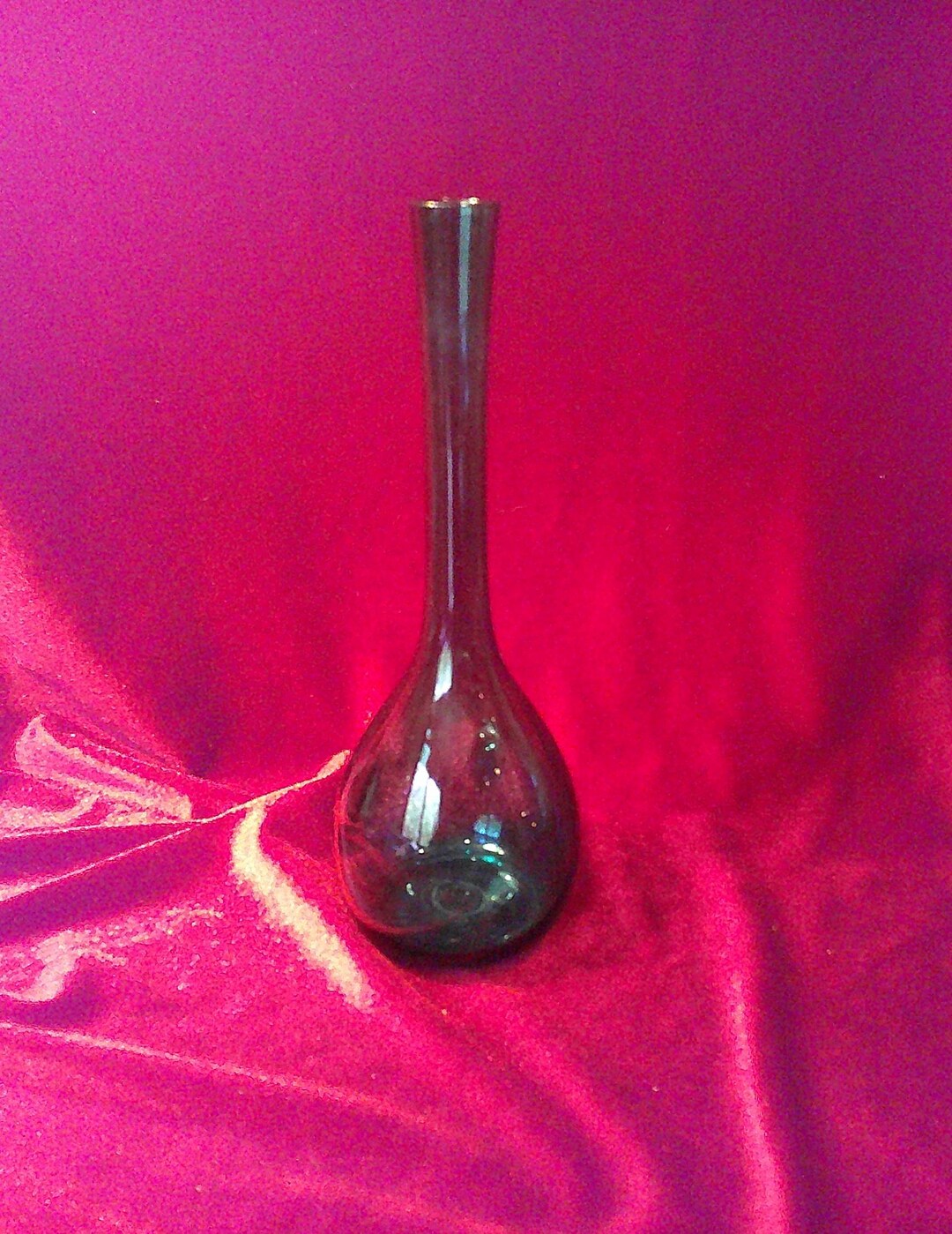 Vintage Teal Long Neck Glass Bud Vase Hand Blown - Etsy