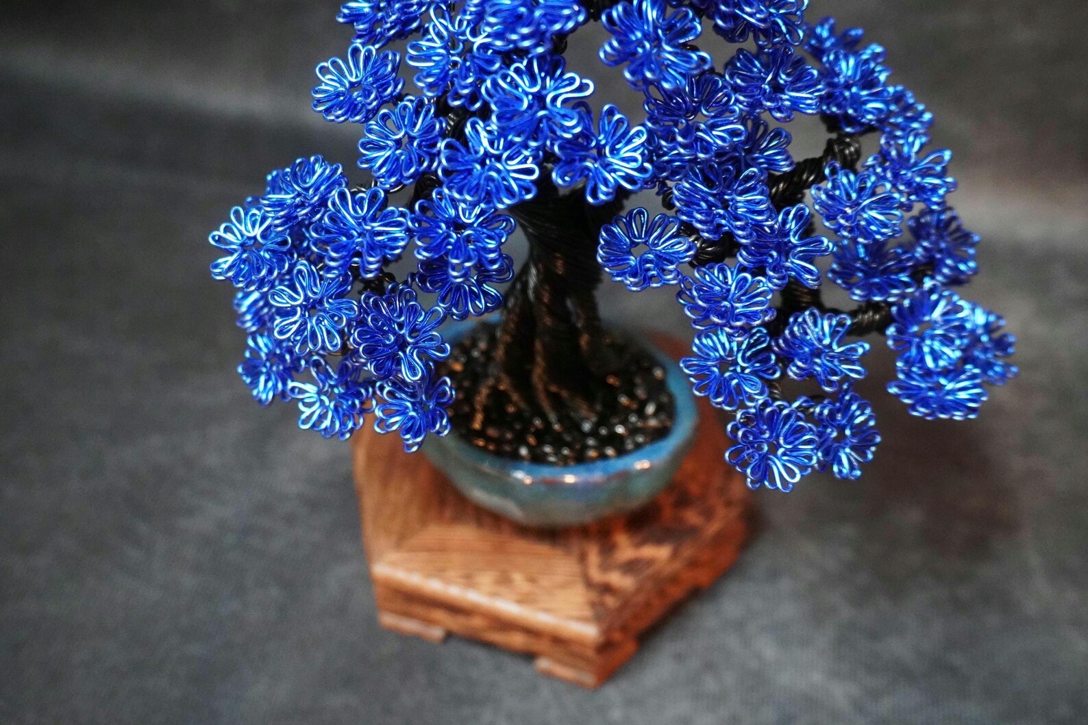 Wire Blue Black Bonsai Tree H 8inch 20cm/ Aluminium Wire Tree/home ...