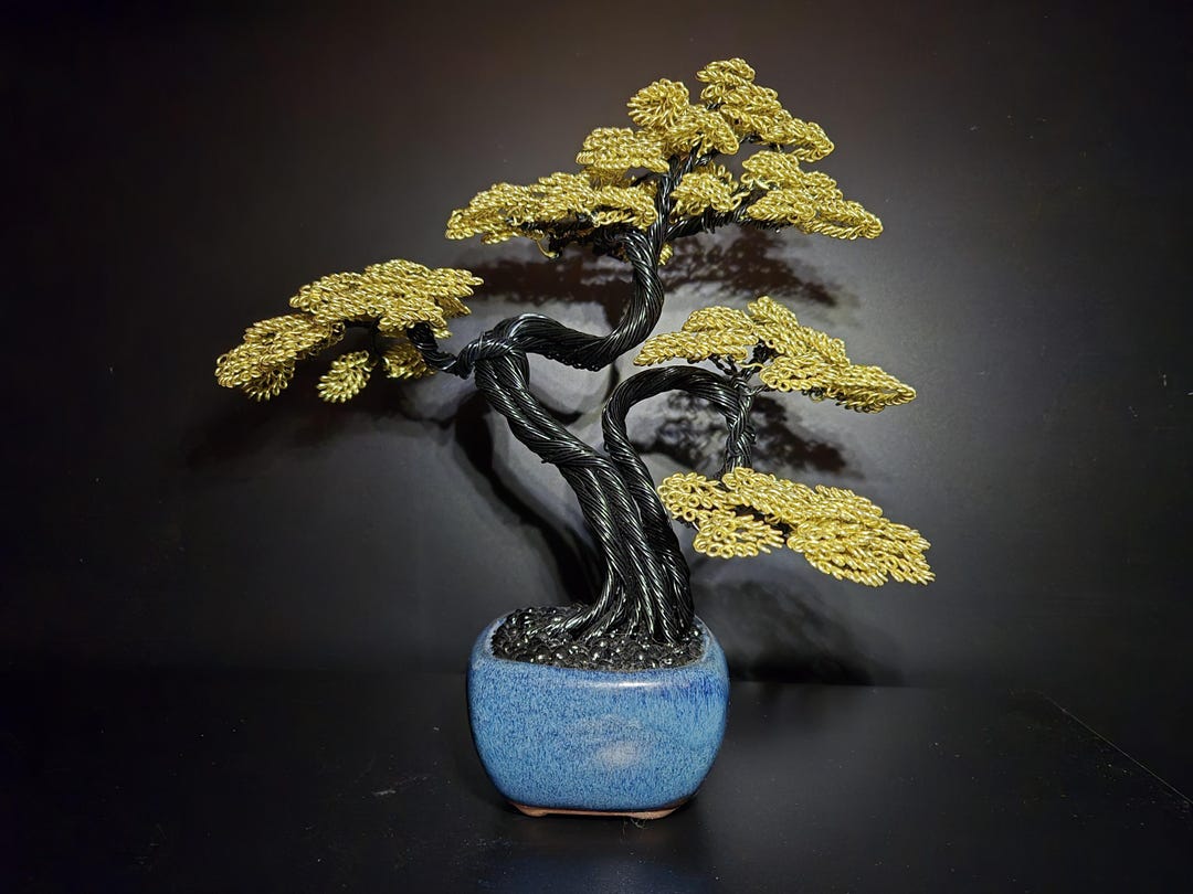 Wire Bonsai Tree H 9inch 23cm/ Gold Black Tree/ Artificial Bonsai Tree ...