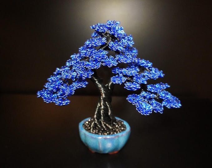 Wire Blue Black Bonsai Tree H 8inch 20cm/ Aluminium Wire Tree/home ...