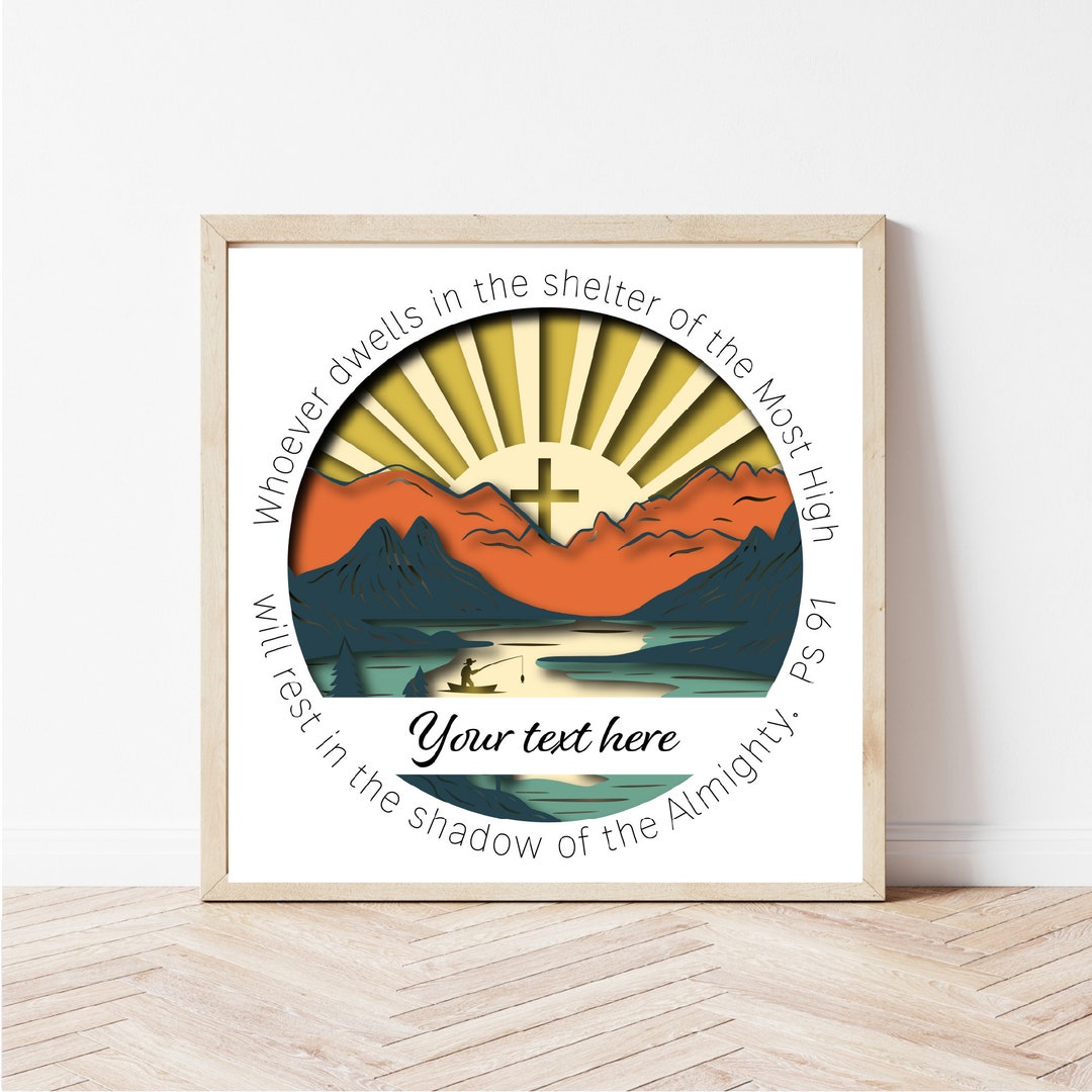 Christian Mountains and Fishing Shadow Box Svg, Shadowbox Svg for ...