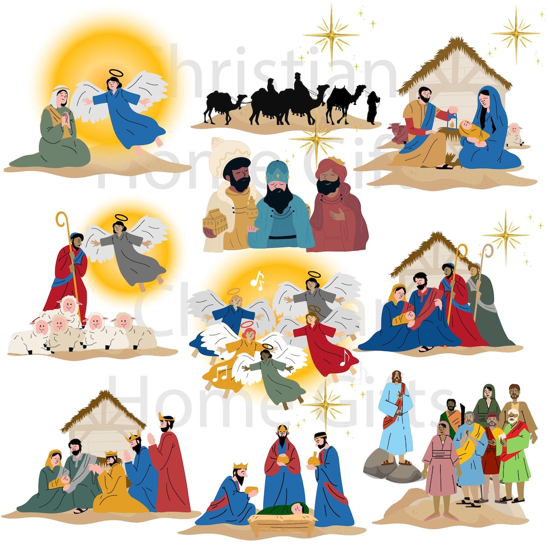 Christian Christmas Story Clip Art for Kids, Christian Christmas Pngs ...