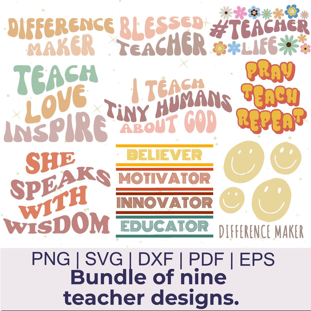 Retro Christian Teacher Svg Bundle, Retro Teacher Svgs, Retro Christian ...