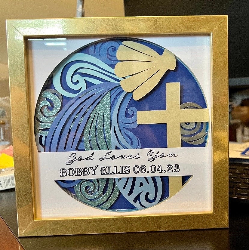 Christening Shadow Box Svg Baptism Multi Layer Svg Baptism - Etsy