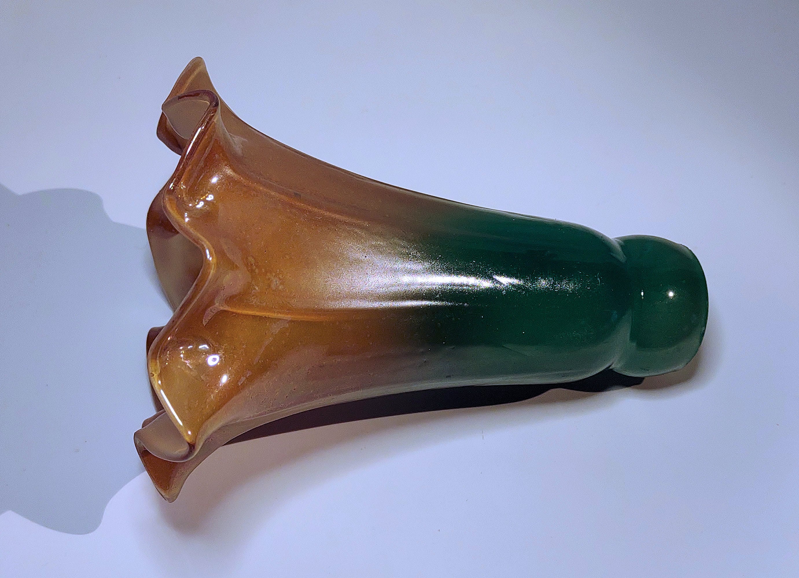 Set of 6 Vintage/antique Glass Lily Lamp Shades Green Amber - Etsy