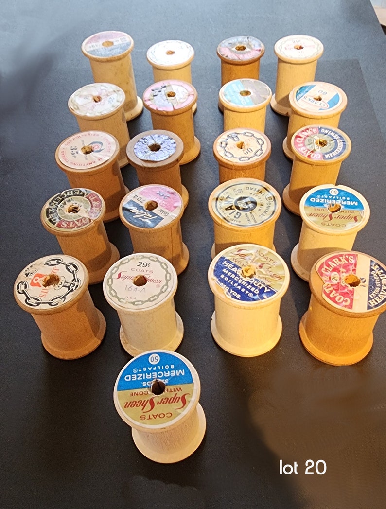 Vintage, Wood, Thread Spools, Craft, Supply, Collectible, Farmhouse ...