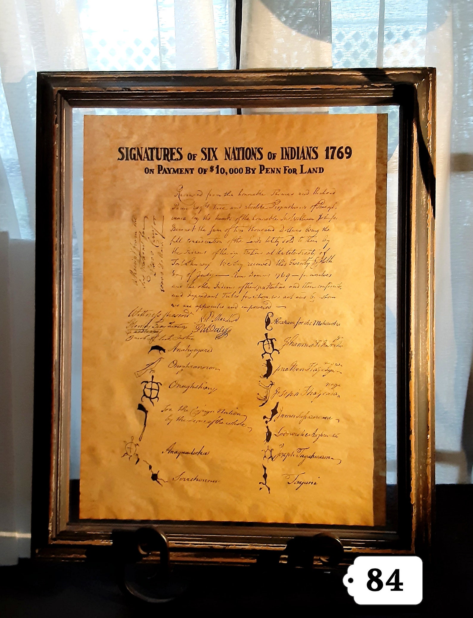 Framed Parchment Document, Signatures of Six Nations of Indians 1769 - Etsy