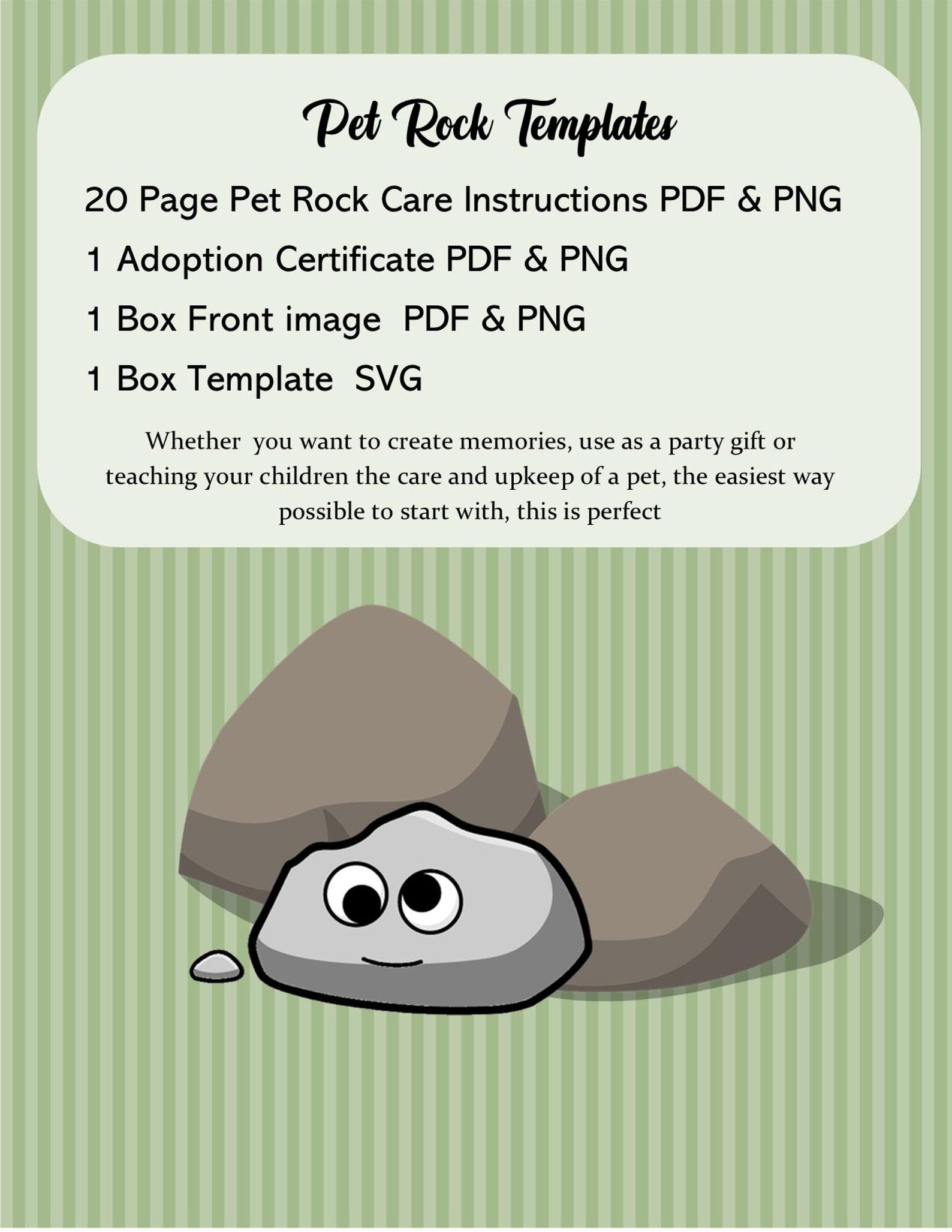Pet Rock, Owner's Care and Training Manual, Pet Rock Box Template ...