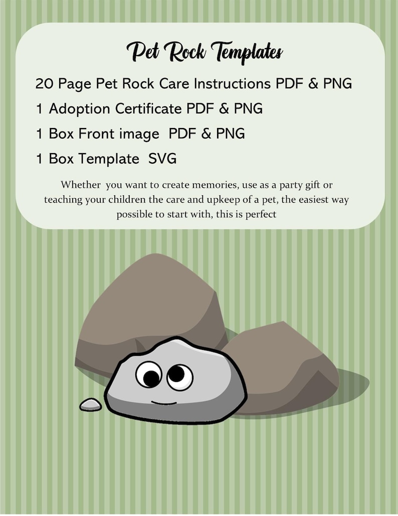 Pet Rock, Owner's Care and Training Manual, Pet Rock Box Template ...