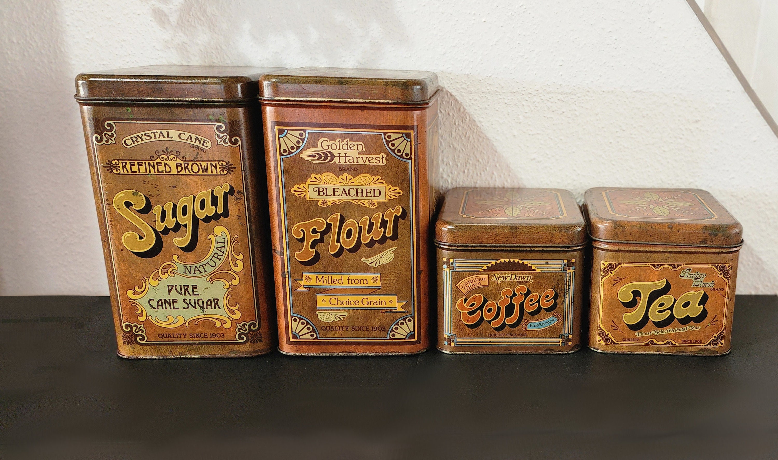 Cheinco Set of 4, Vintage, 1970s, Tin, Metal, Kitchen Canisters - Etsy