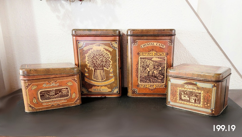 Cheinco Set of 4, Vintage, 1970s, Tin, Metal, Kitchen Canisters - Etsy