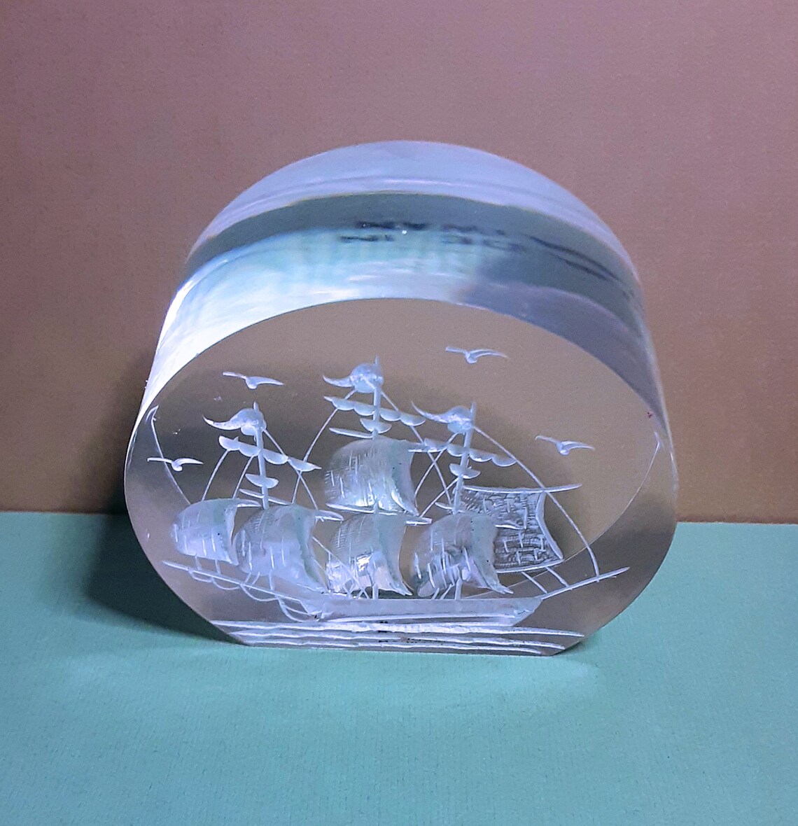 Tall Ship Acrylic Paperweight by Russ Berrie and Co. - Etsy