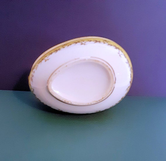 Yellow and Gold Floral Porcelain Egg, Trinket Box, Vi… - Gem