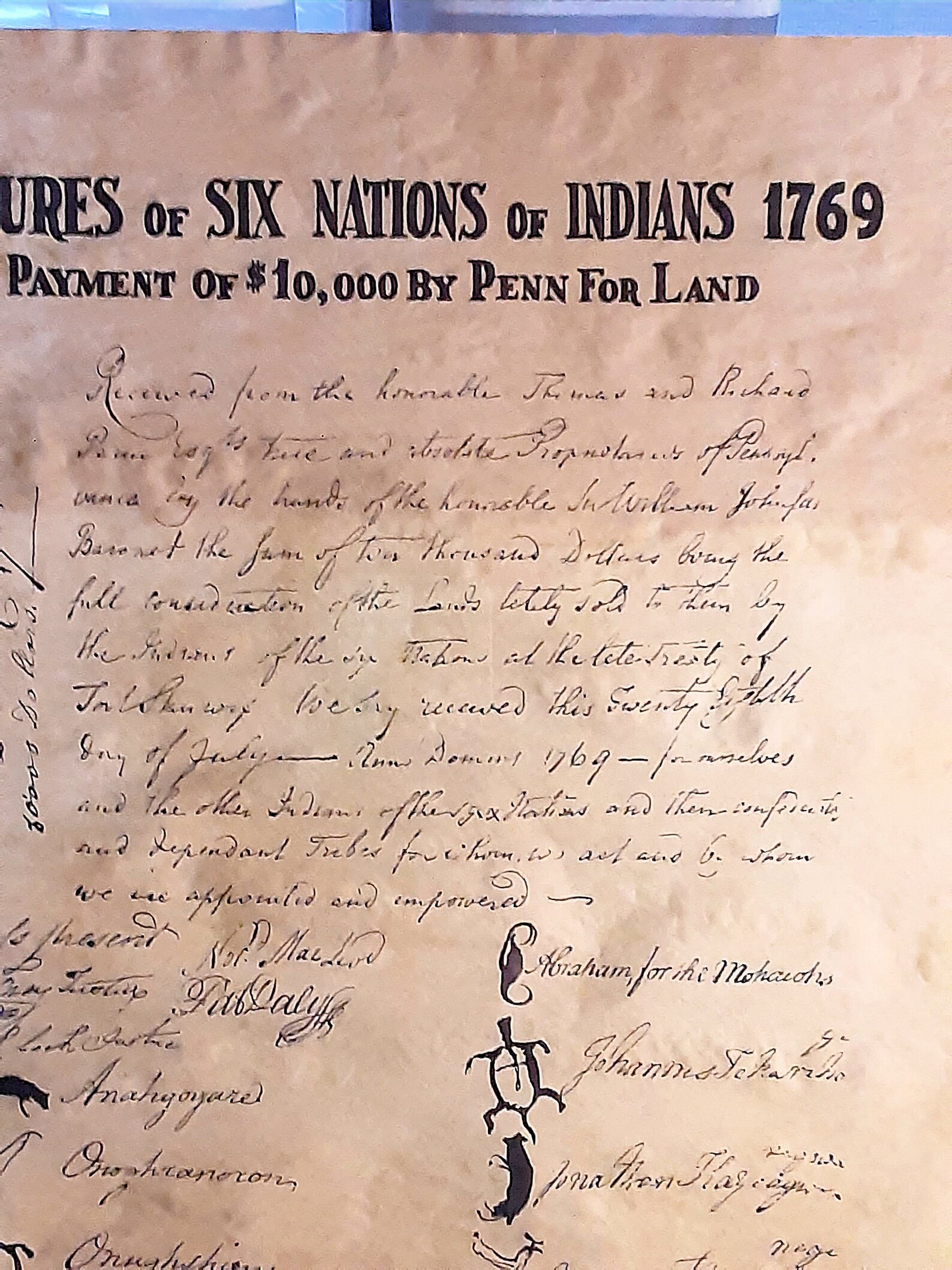 Framed Parchment Document, Signatures of Six Nations of Indians 1769 - Etsy