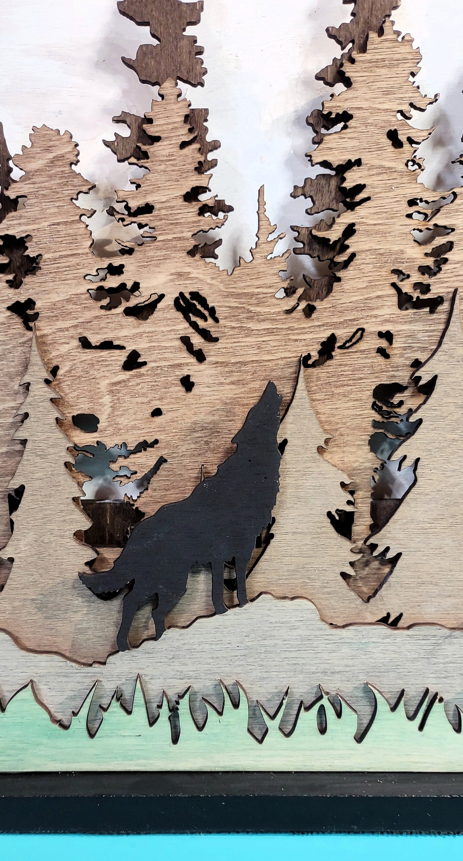 Laser Cut, Wood, Layered, Wolf, Forest, Full Moon, Framed, 6 Layers - Etsy