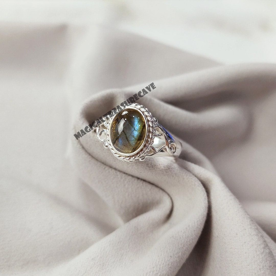 Blue Flash Labradorite Silver Ring, 925 Sterling Silver Jewelry ...