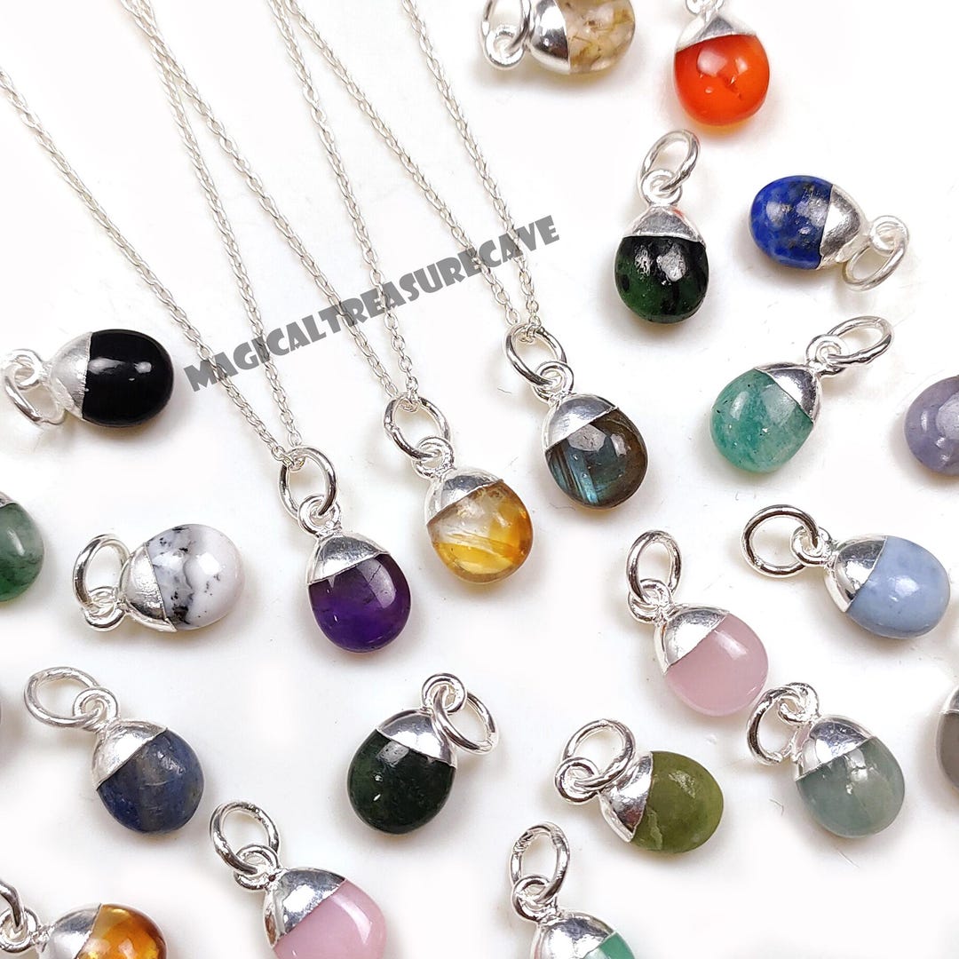 Oval Birthstone Charm Pendant, 925 Sterling Silver, Genuine Crystal ...