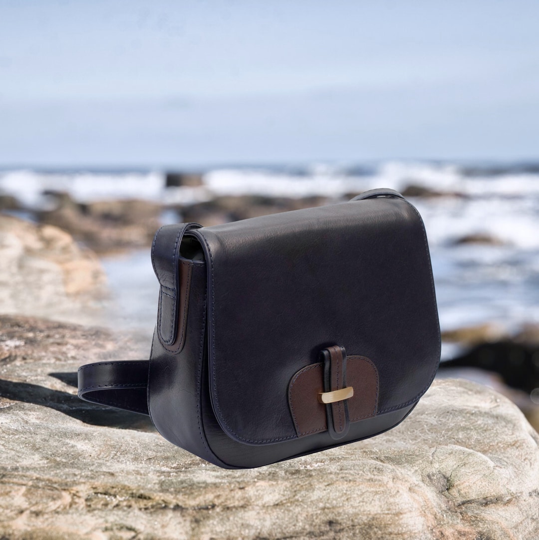 Navy Leather Crossbody Bag for Women Genuine Leather Handmade - Etsy