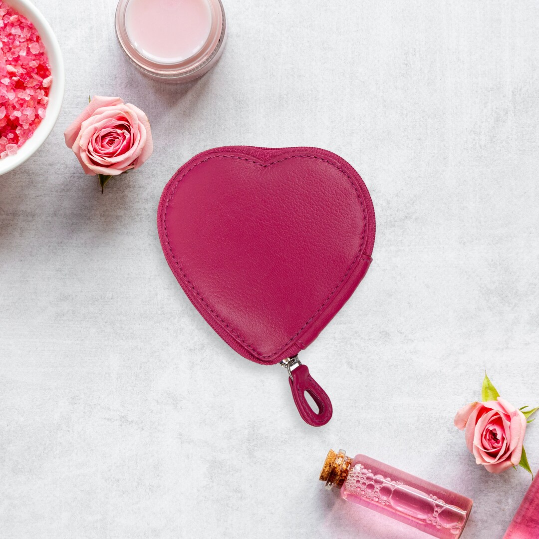 Small Heart Shaped Coin Purse, Leather Coin Pouch, Heart Wallet ...