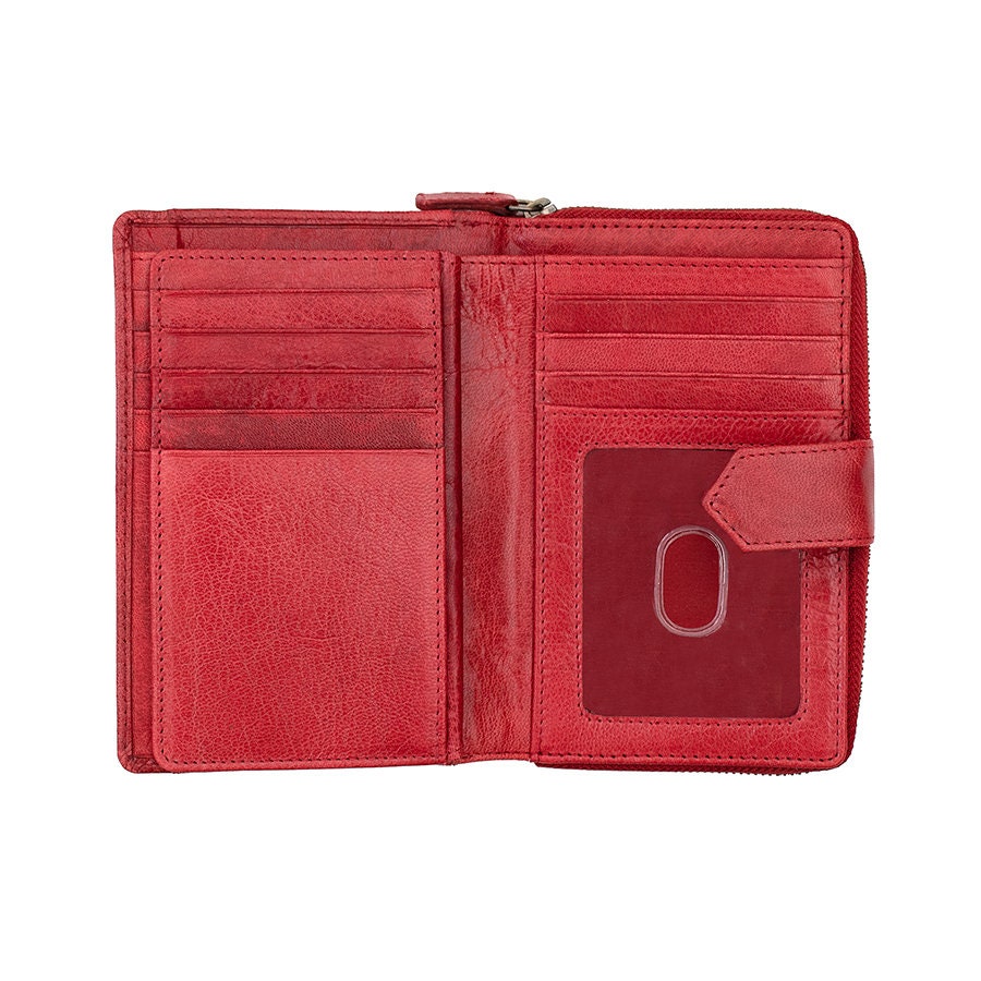 Red Leather Wallet for Women, Bifold Wallet, Anniversary Gift for Her ...