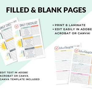 Editable Kids Chore Charts, Reward,, Screen Time, School Routine ...