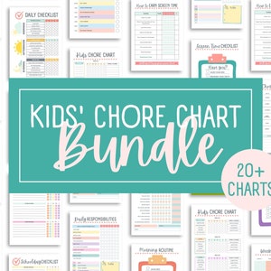 Editable Kids Chore Charts, Reward,, Screen Time, School Routine ...