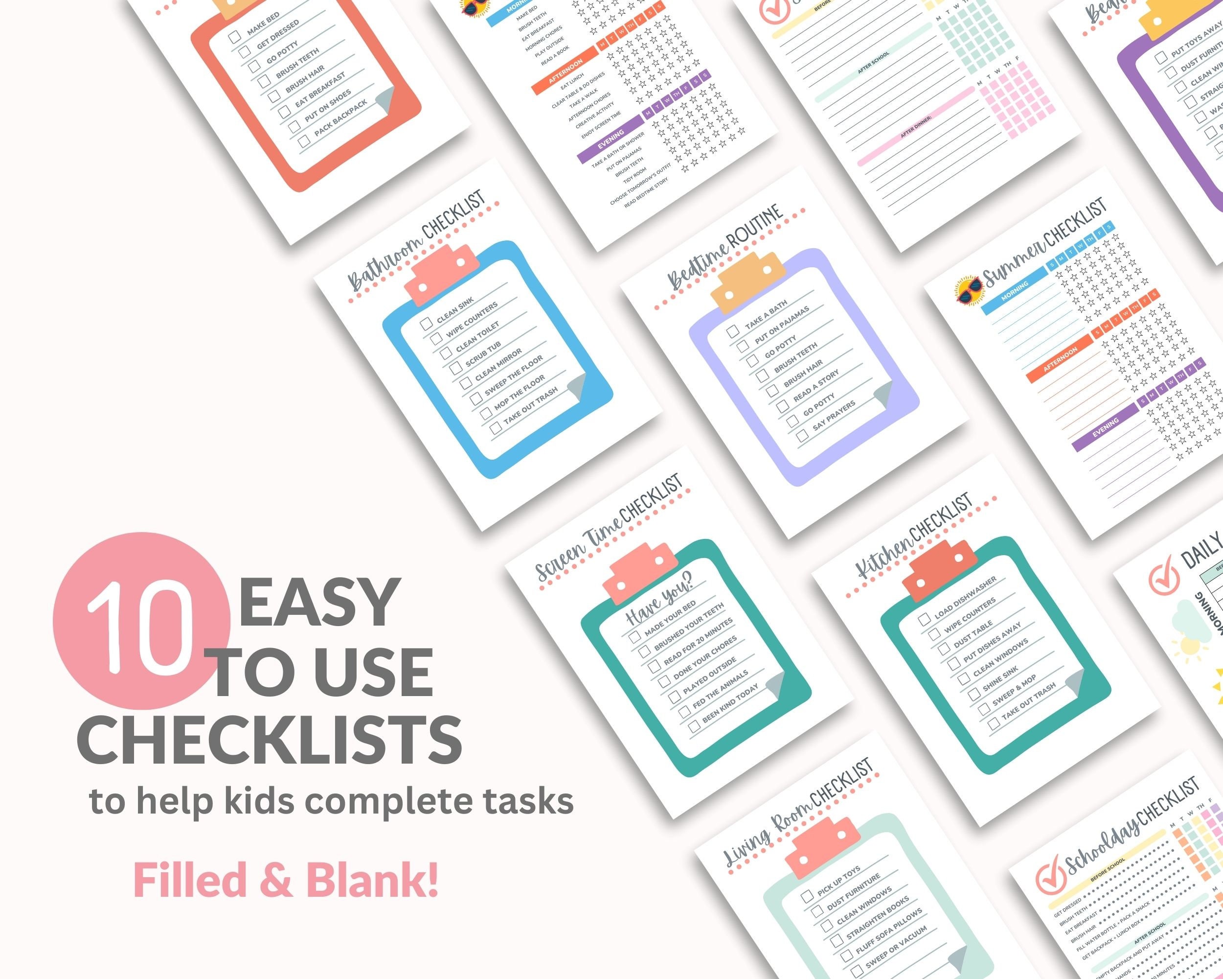 Editable Kids Chore Charts, Reward,, Screen Time, School Routine ...