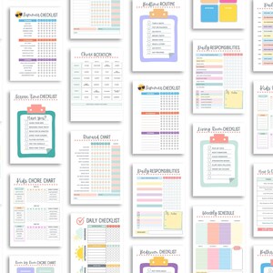 Editable Kids Chore Charts, Reward,, Screen Time, School Routine ...