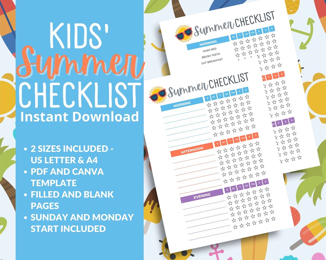 Summer Checklist, Screen Time Checklist, Daily Routine, Chores ...
