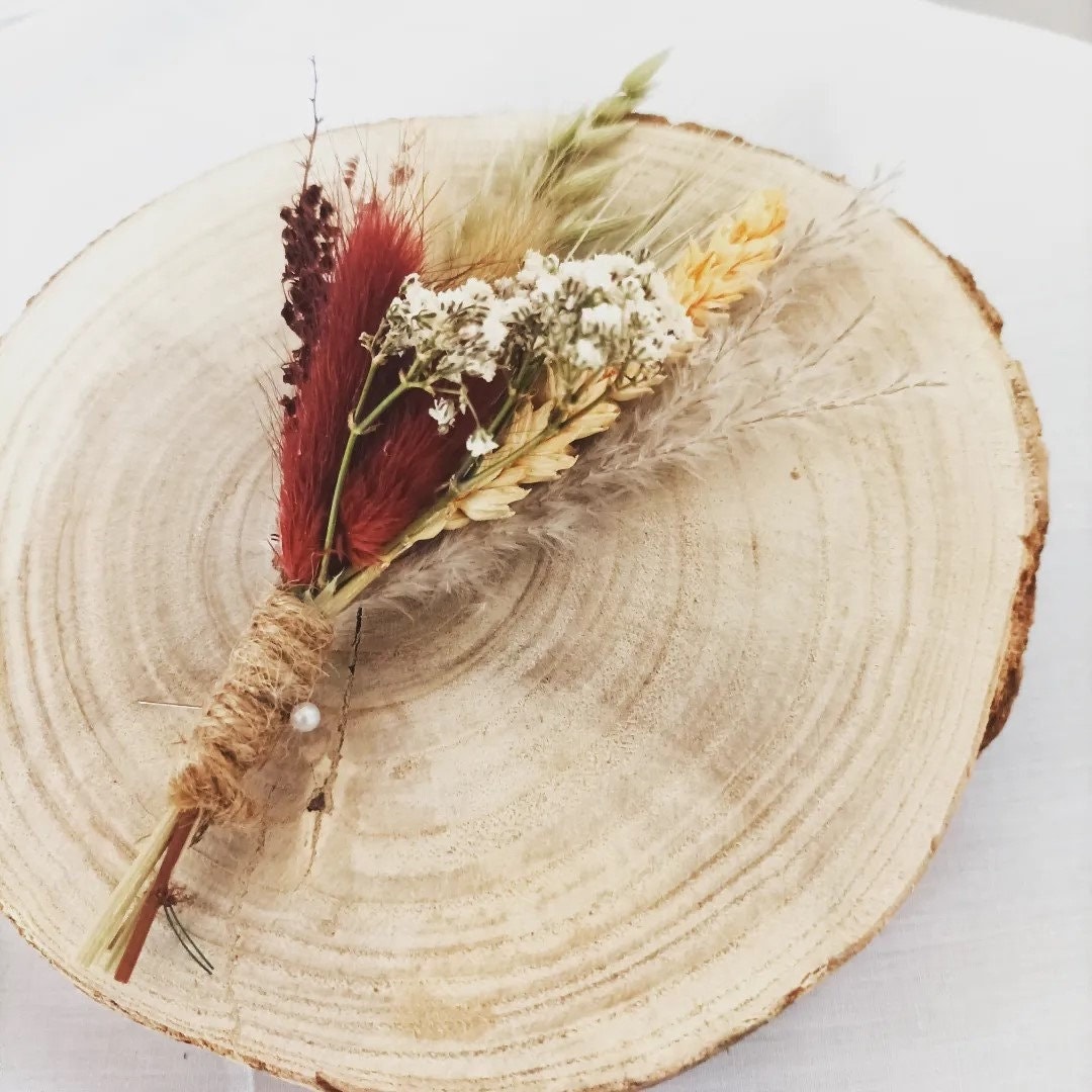 Rustic Dried Flower Boho Buttonholes//autumn Colours//for Wedding//bridesmaids//groomsmen. - Etsy UK