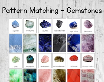 Gemstones Pattern Matching Cards, Minerals and Crystals, Geology Rocks ...