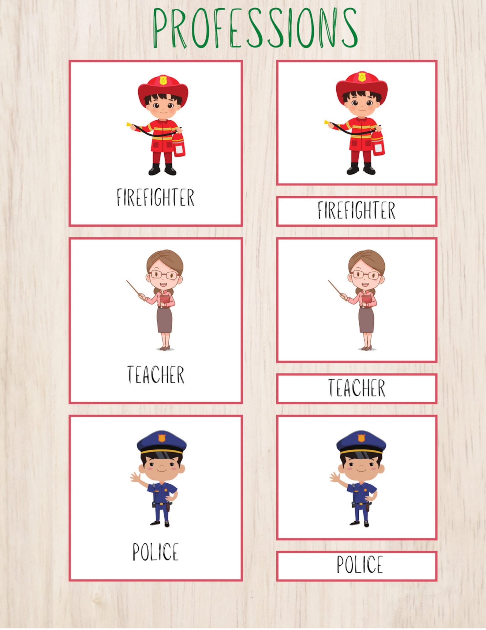 Printable Professions 3-part Cards, Matching and Reading Activity ...