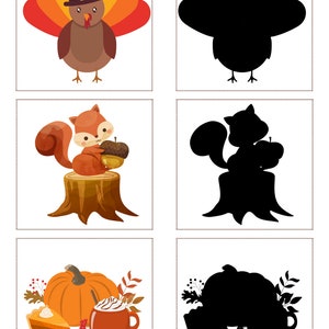 Printable Thanksgiving Matching Shadow Cards. Montessori Style ...
