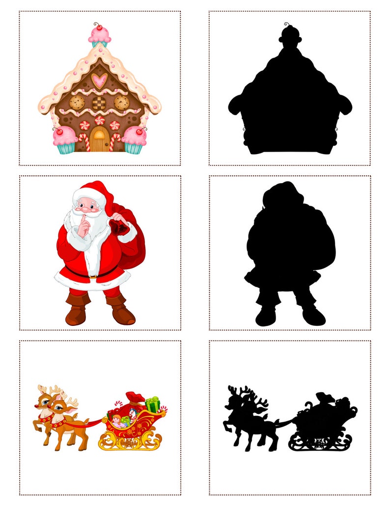 Printable Christmas Matching Shadow Cards. Montessori Style. Preschool ...