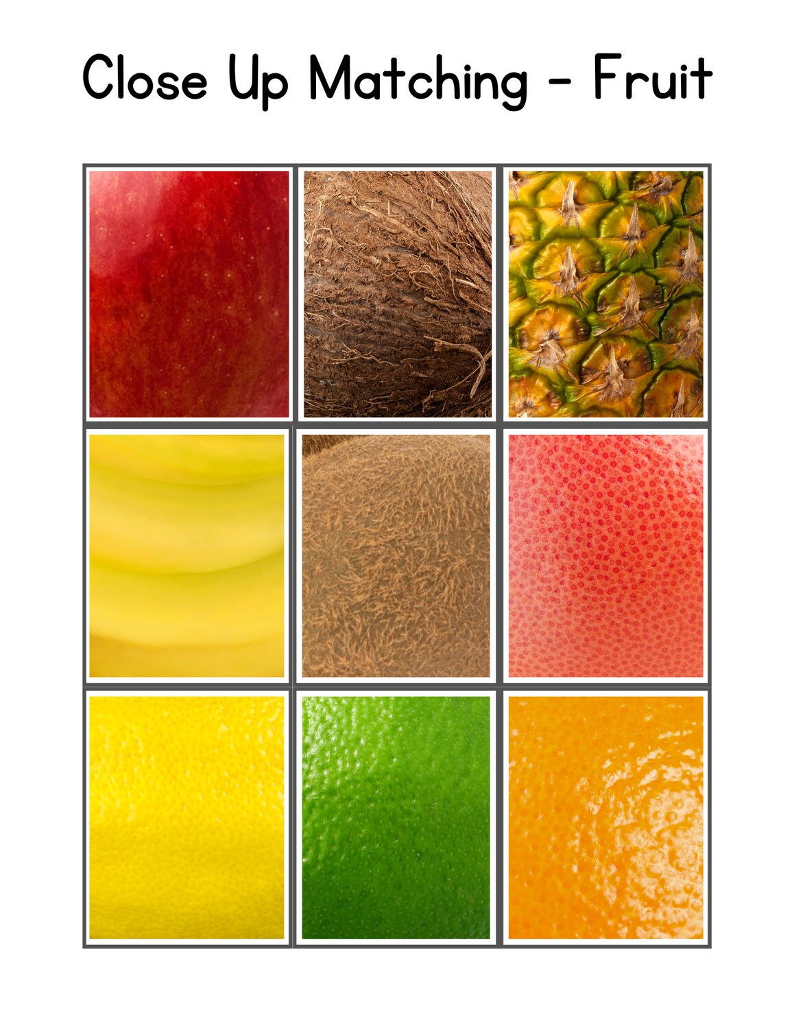 Fruit and Veggie Matching Cards, Inside Out Matching, Detail Matching ...