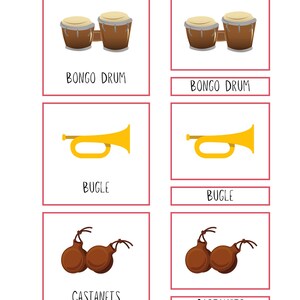 Printable Musical Instruments 3-part Cards, Matching and Reading ...