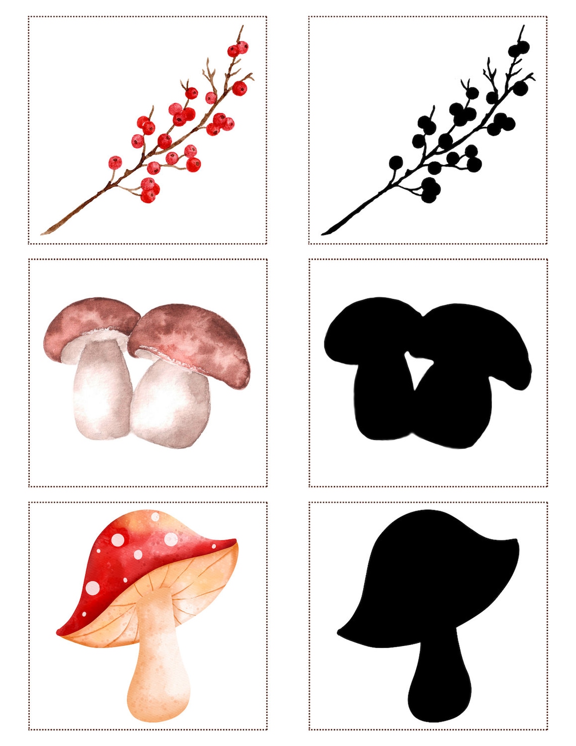 Printable Autumn Matching Shadow Cards. Montessori Style. Preschool and ...